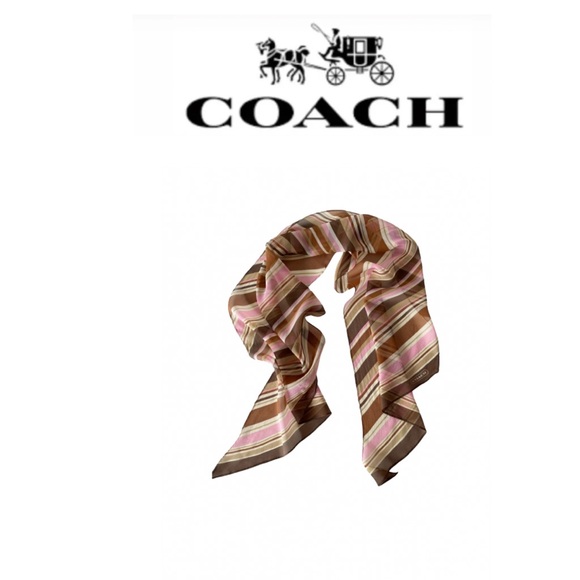 Coach | Accessories | Coach Euc Multicolor Pink Brown Scarf | Poshmark